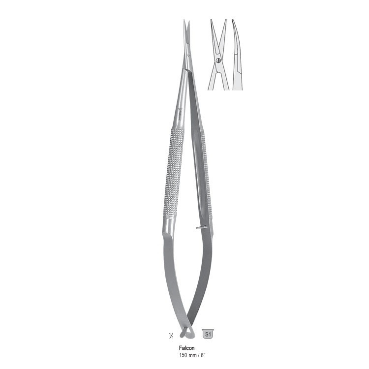 Micro scissors round handle curved 150mm | Falcon Medical Ukraine