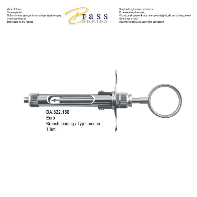Brass Series Syringe manual aspirating breech loading (Arrow plunger ...